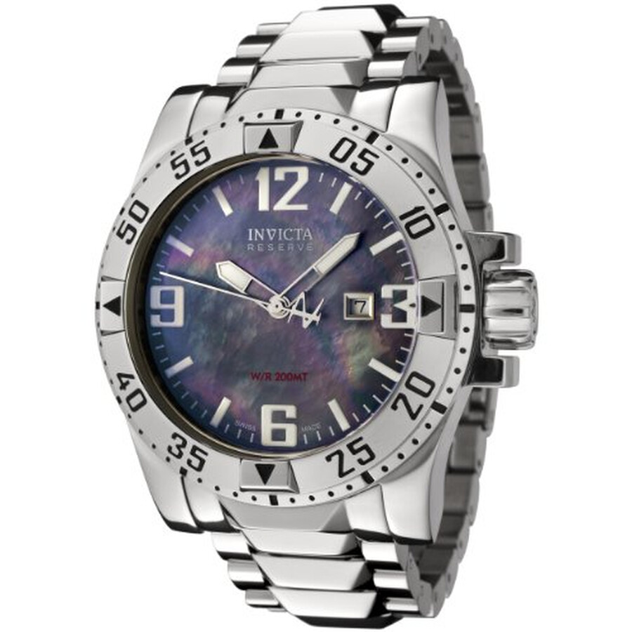 Invicta Excursion Black Mother of Pearl Stainless Steel Men's Watch ...