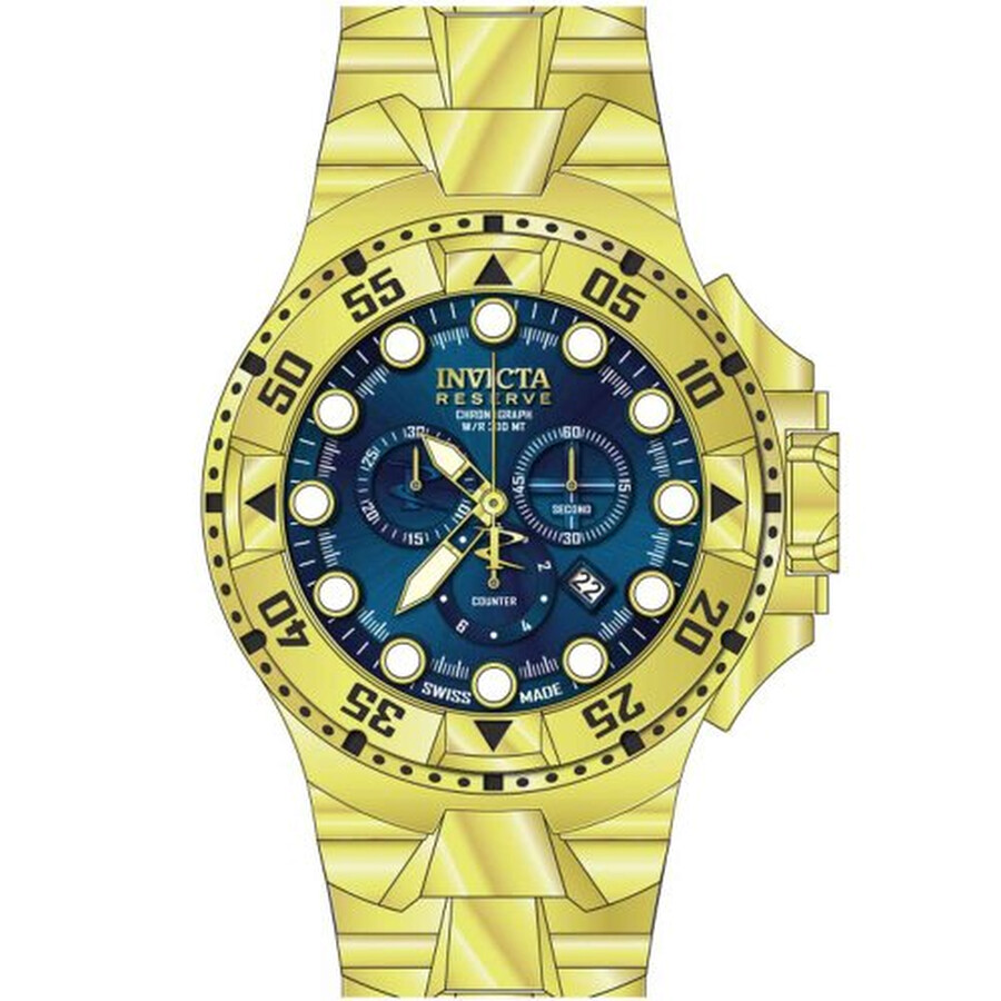 Invicta Excursion Chronograph Blue Dial Yellow Gold-plated Men's Watch ...
