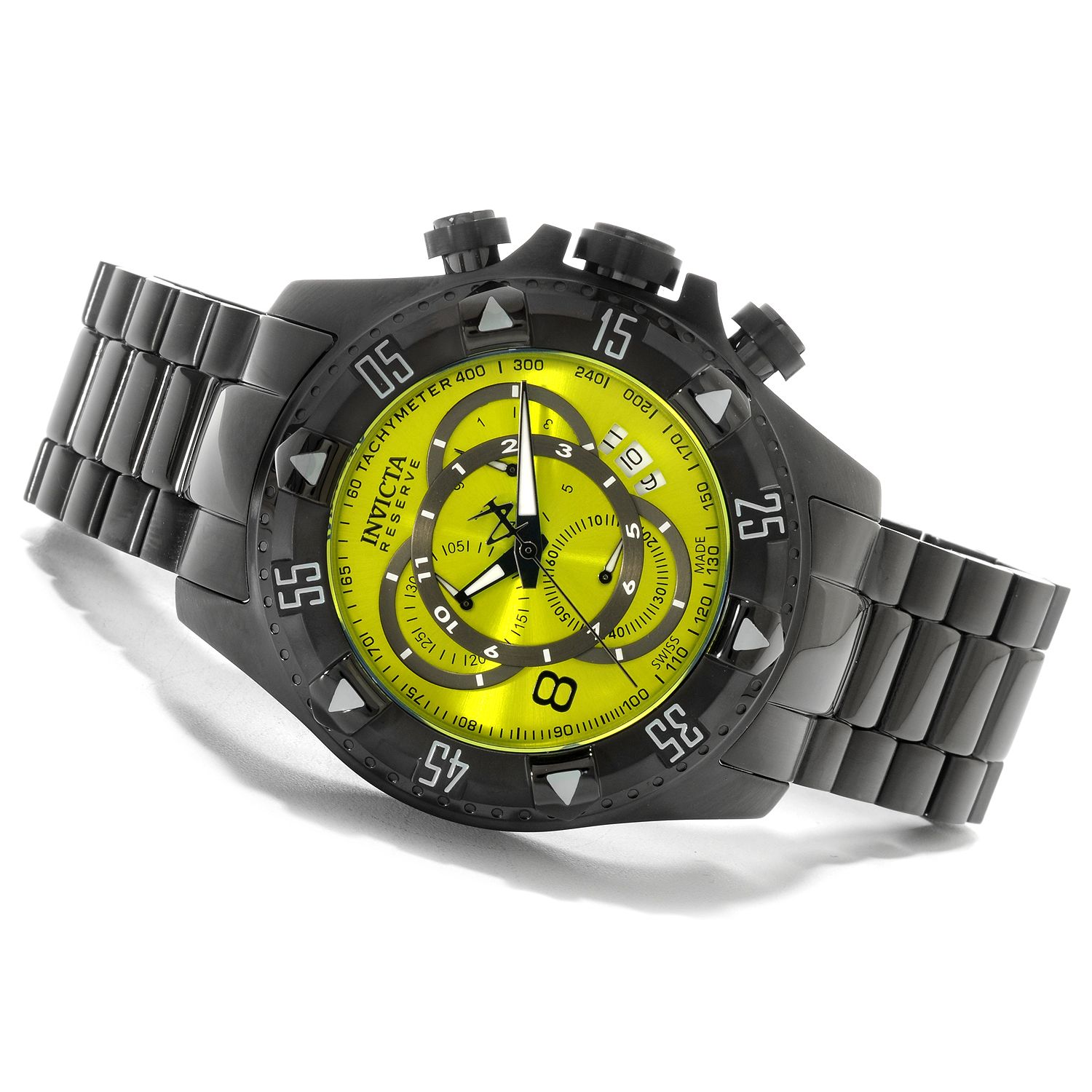 Invicta Excursion Chronograph Lime Dial Black Ion-plated Men's Watch ...