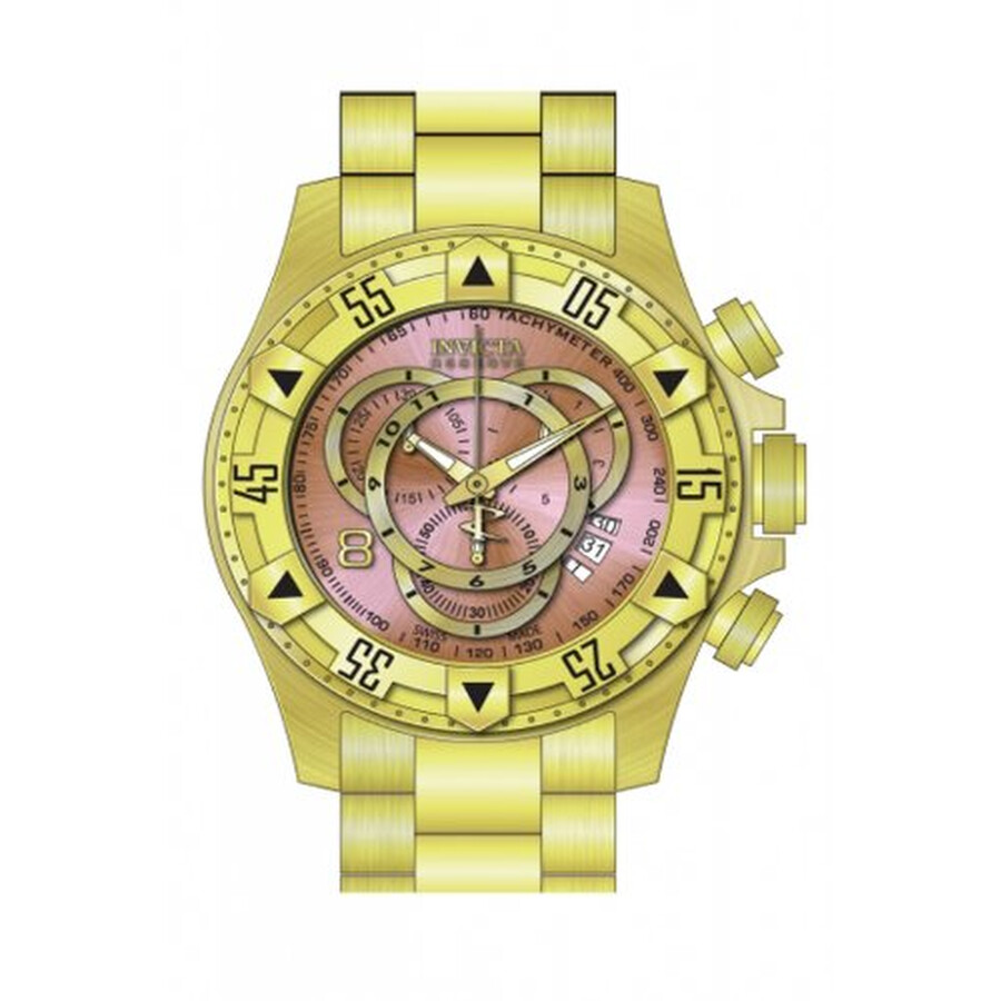 Invicta Excursion Chronograph Rose Dial Gold-plated Men's Watch 80625 886678136957 - Watches ...