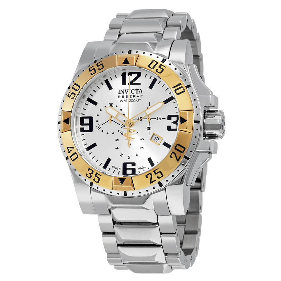 Invicta Excursion Chronograph Silver-tone Dial Stainless Steel Men's ...