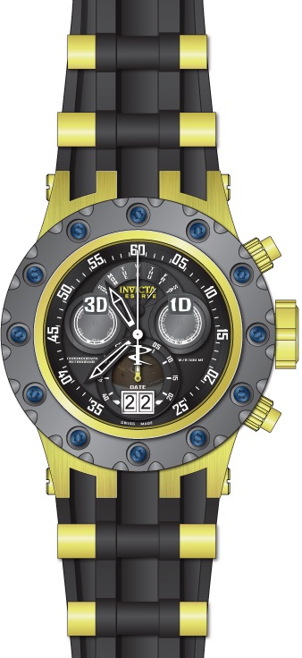 Invicta Excursion Reserve Chronograph Black Dial Black Polyurethane ...