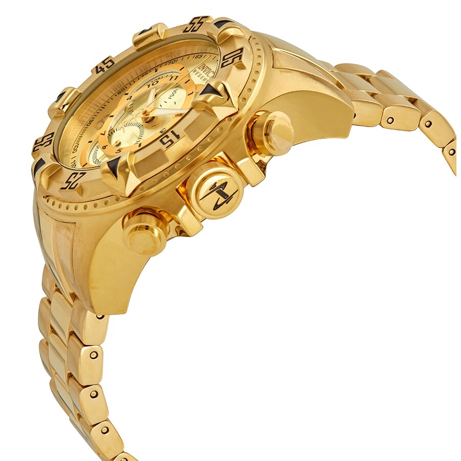Invicta Excursion Reserve Chronograph Champagne Dial 18kt Gold-plated ...