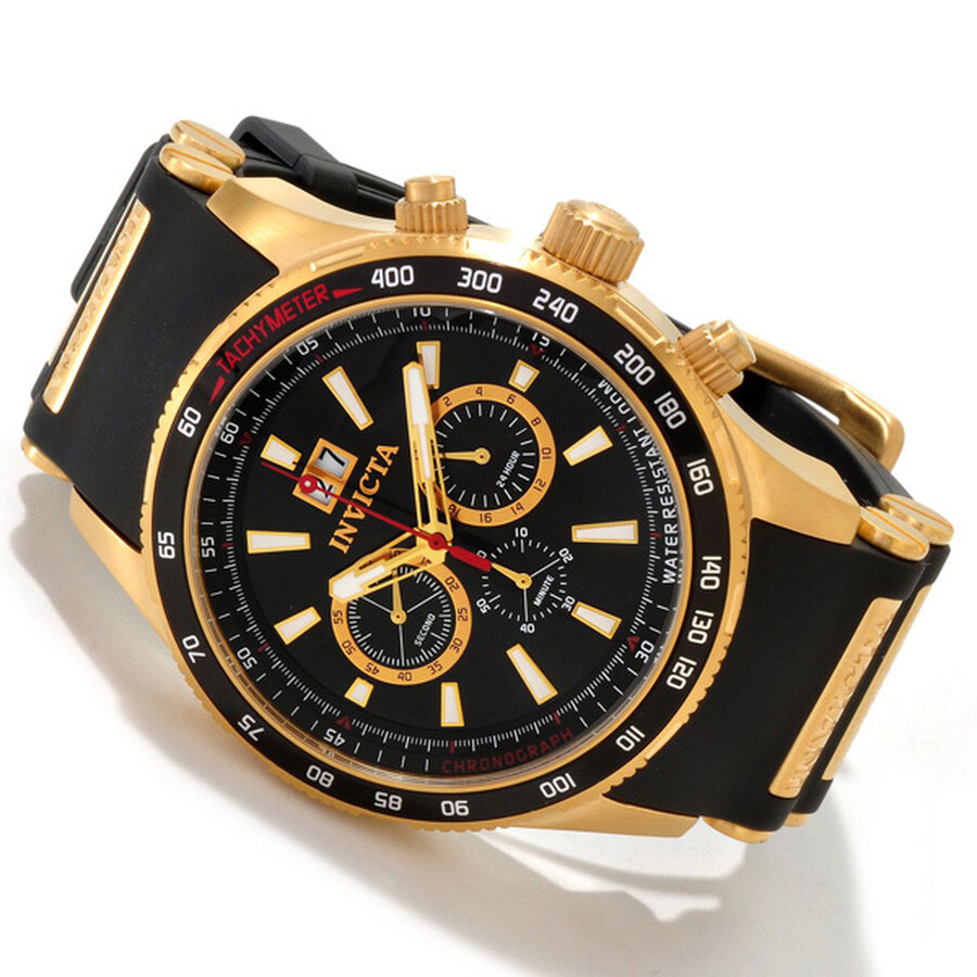 Invicta Flight Black Dial Gold-tone Chronograph Men's Watch 1236 ...