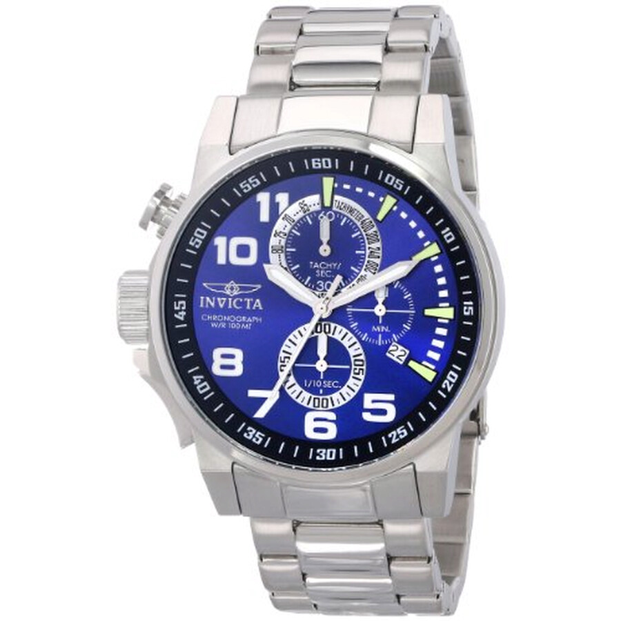 Invicta Force Lefty Chronograph Black and Blue Dial Stainless Steel Men ...