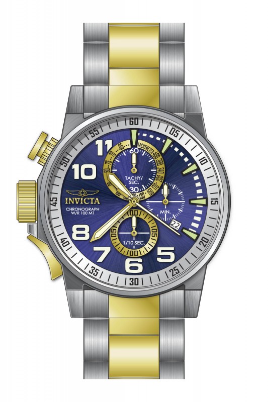 Invicta Force Lefty Chronograph Blue and White Dial Two-tone Men's ...