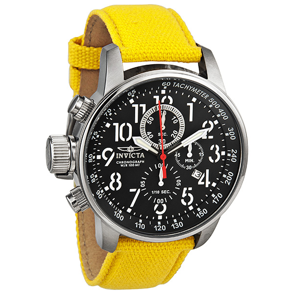 Invicta Force Lefty Chronograph Black Dial Yellow Nylon Strap Men's ...