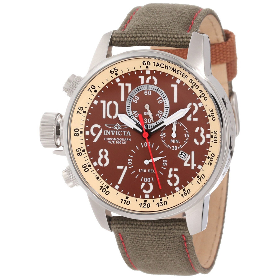 Invicta Force Lefty Chronograph Brown Dial Olive Green Strap Men's ...