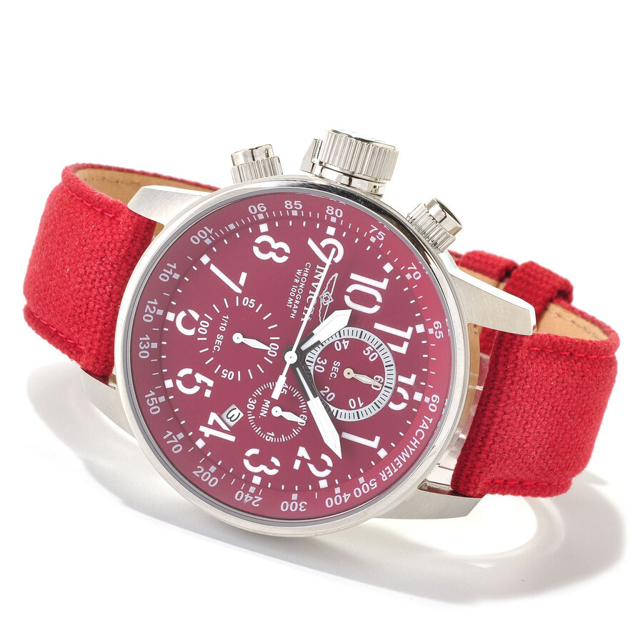 Invicta Force Lefty Chronograph Burgundy Dial Burgundy Nylon Men's ...
