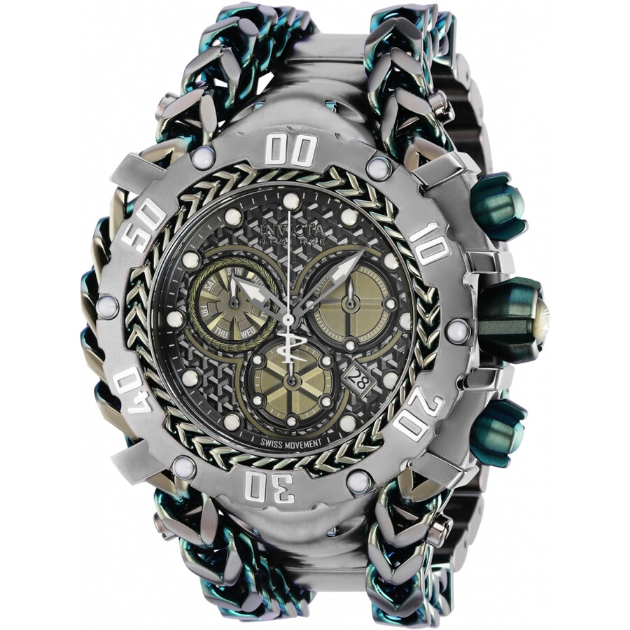 Invicta Gladiator Chronograph Quartz Gunmetal/ Green Dial Men's Watch ...