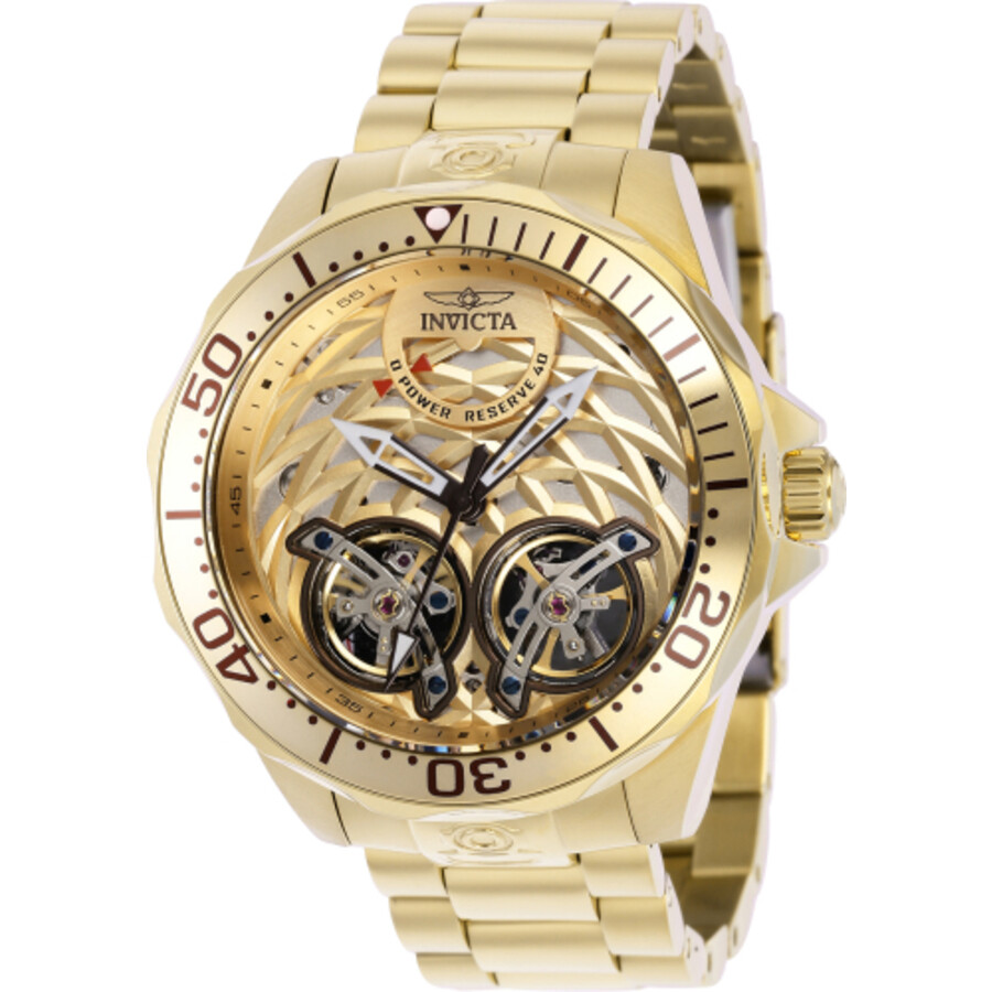 Invicta Grand Diver Double Open Heart Gold-tone Dial Men's Watch 37674 ...