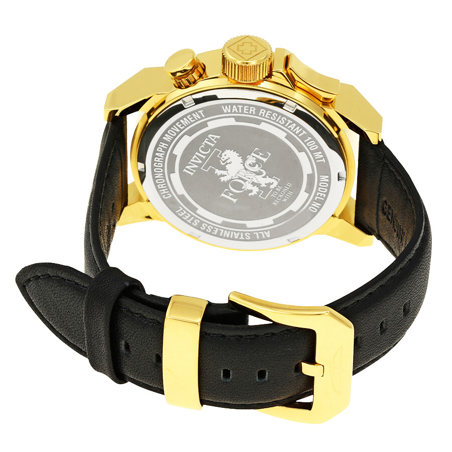 Invicta I-Force Chronograph Gold Dial Black Leather Men's Watch 20137 ...