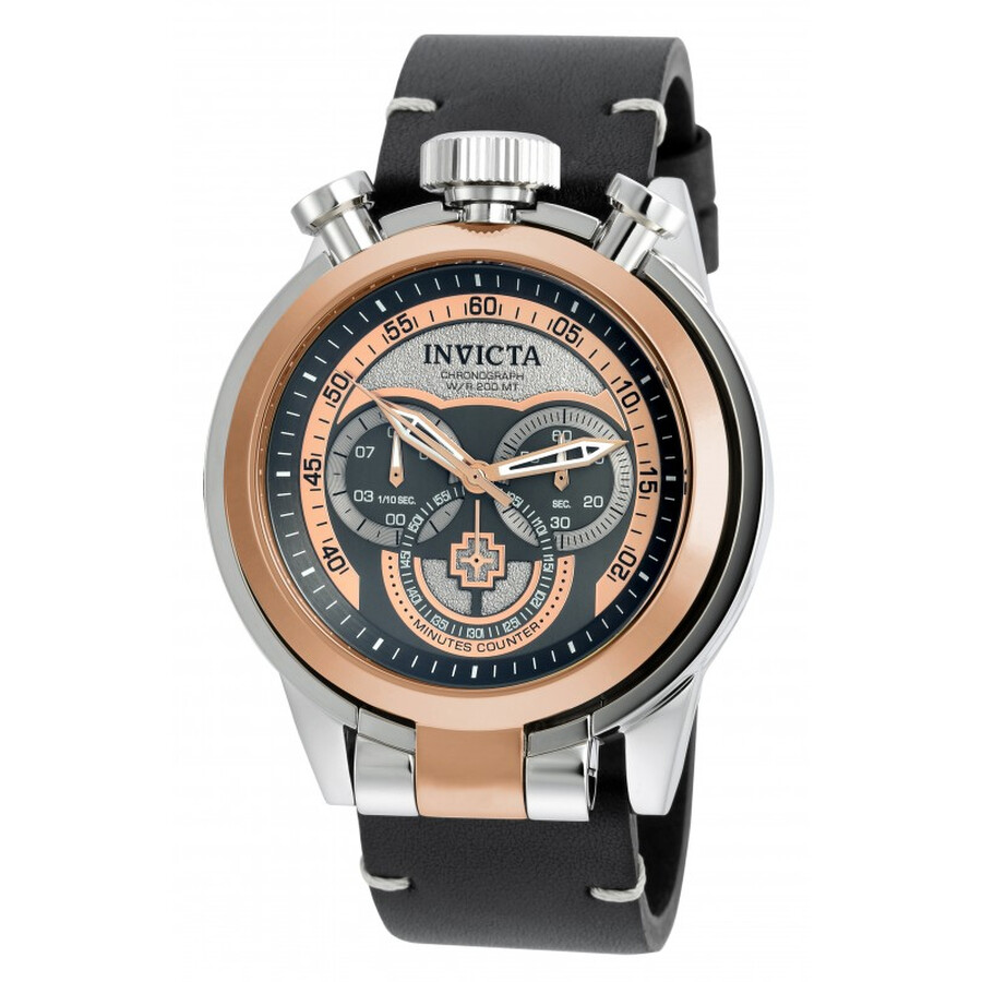 Invicta I-Force Chronograph Rose and Grey Dial Black Leather Men's ...
