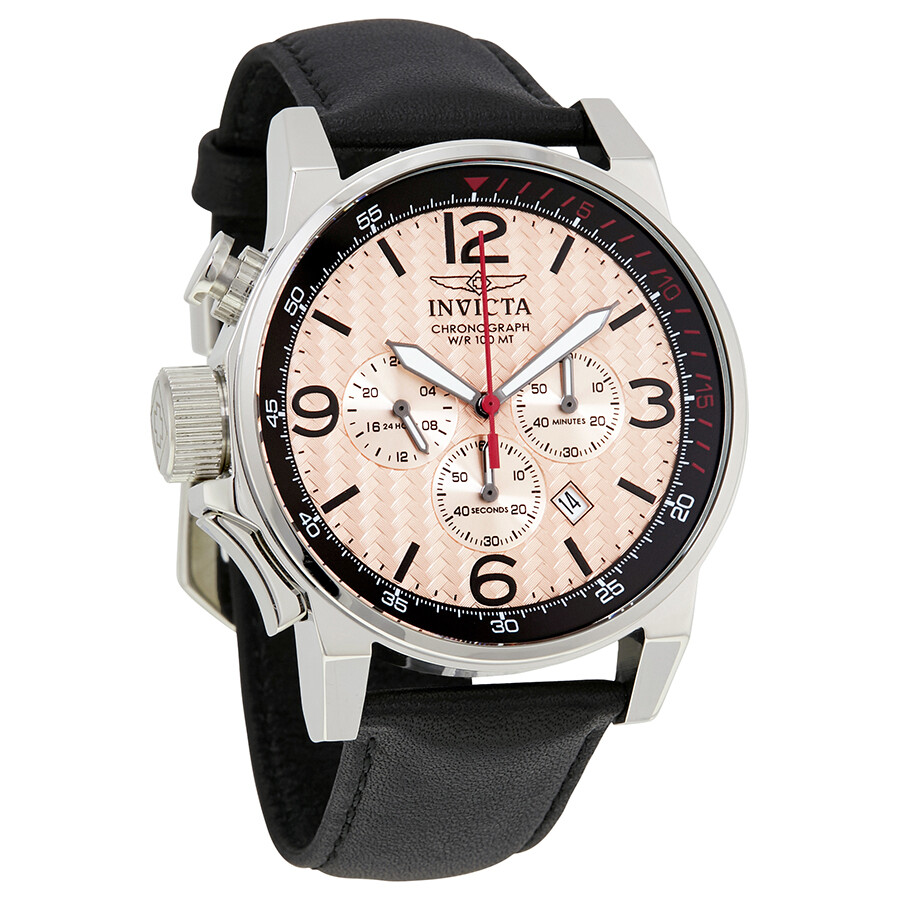 Invicta I-Force Chronograph Rose Dial Black Leather Men's Watch 20134 ...