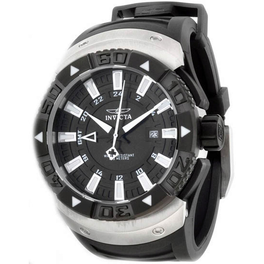 Invicta II Collection Sea Scavenger GMT Black Dial Black Polyurethane ...