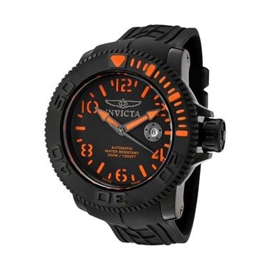Invicta II Sea Hunter Black and Orange Dial Automatic Men's Watch 1076 ...