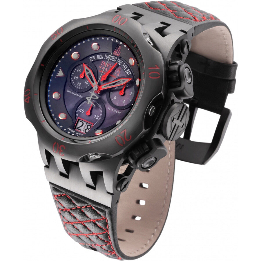 Invicta Jason Taylor Chronograph Black Dial Black and Red Leather Men's ...