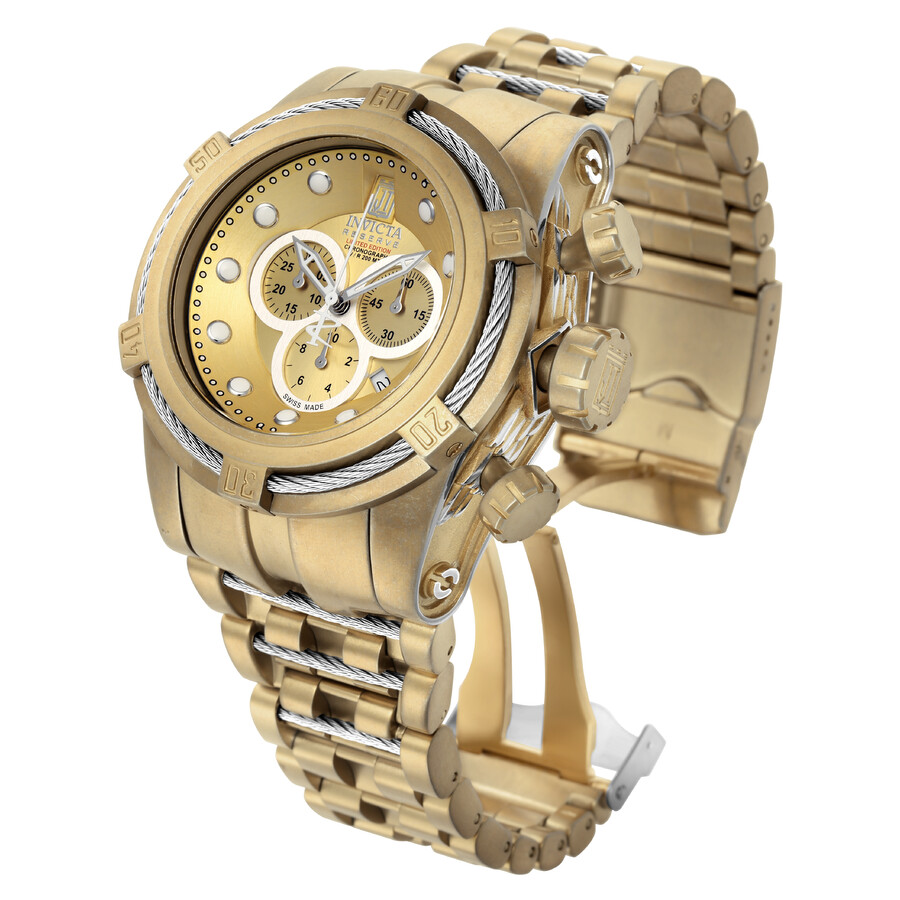 Invicta Jason Taylor Chronograph Gold Dial Gold-plated Men's Watch ...