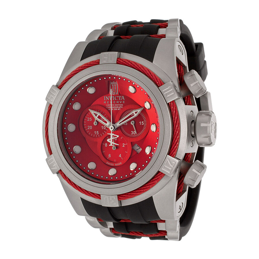 Invicta Jason Taylor Chronograph Red Dial Stainless Steel Black ...