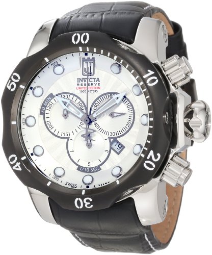 Invicta Jason Taylor Chronograph Silver Dial Black Leather Men's Watch ...