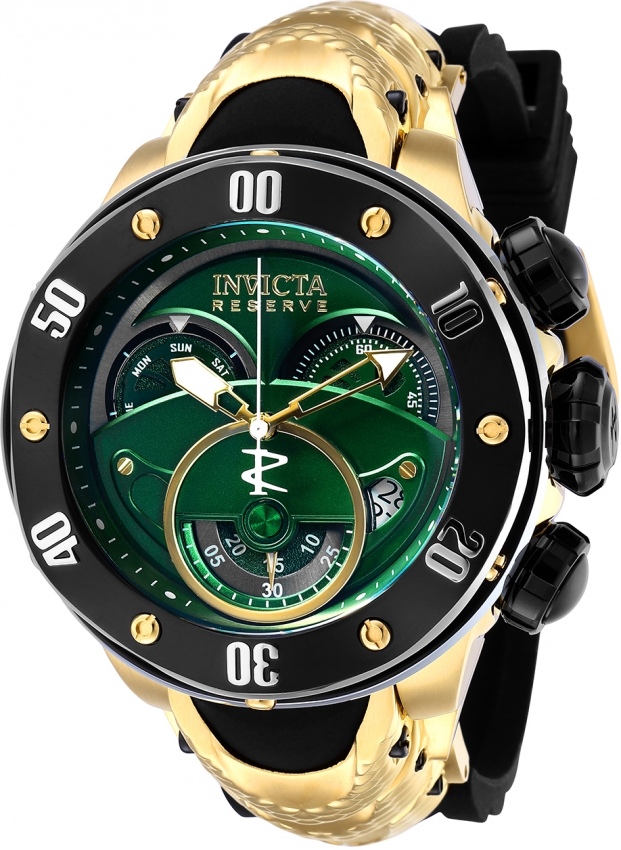 Invicta Kraken Chronograph Gunmetal and Green and Gold Dial Men's Watch ...