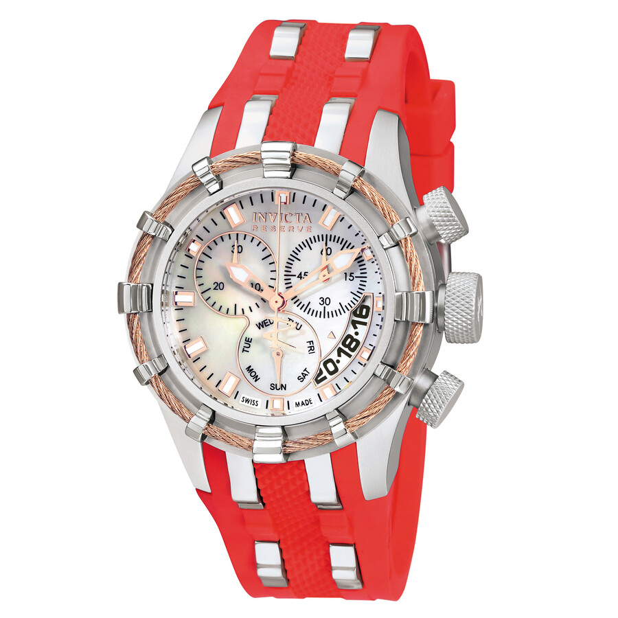 Invicta Ladies Reserve Bolt Chronograph Watch with Red Polyurethane ...