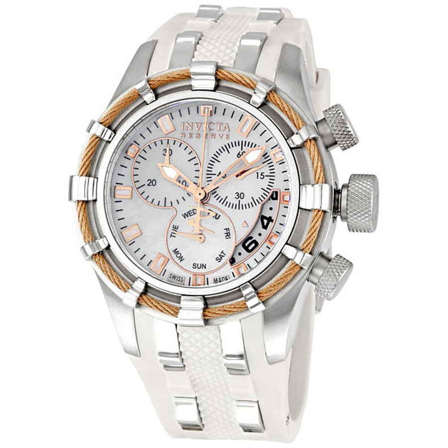 Invicta Ladies Reserve Bolt Chronograph Watch with White Polyurethane ...