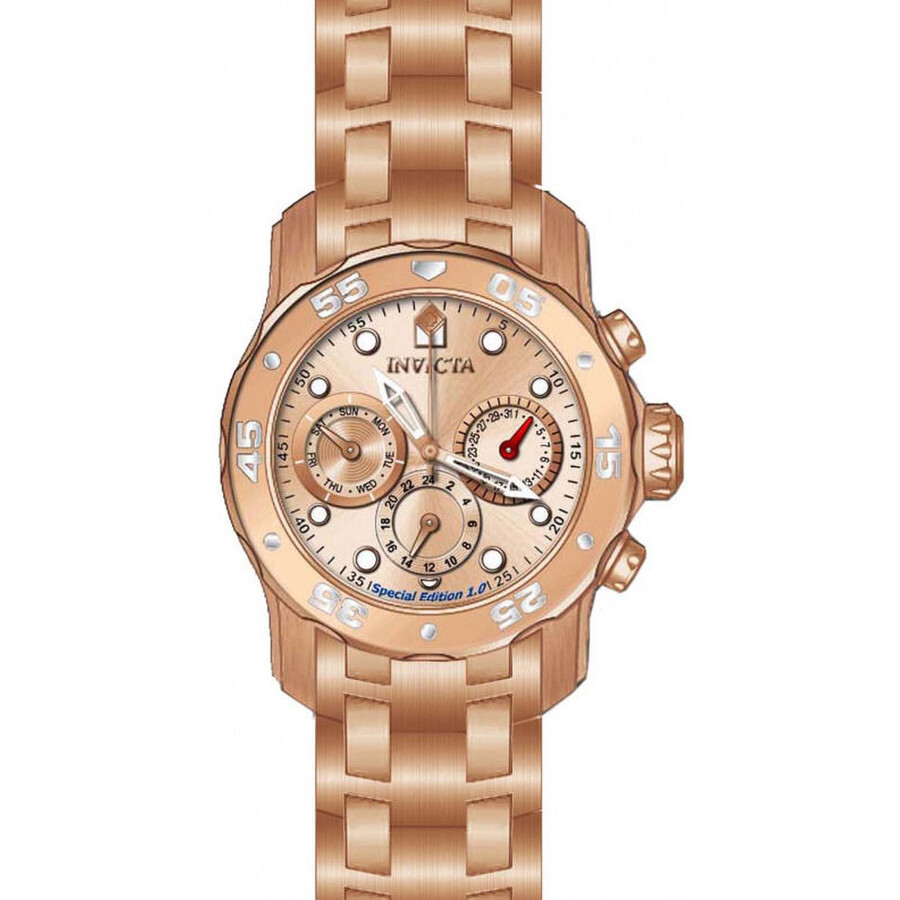 Invicta Ladys Pro Diver Multi-function Rose Dial Rose Gold-plated ...