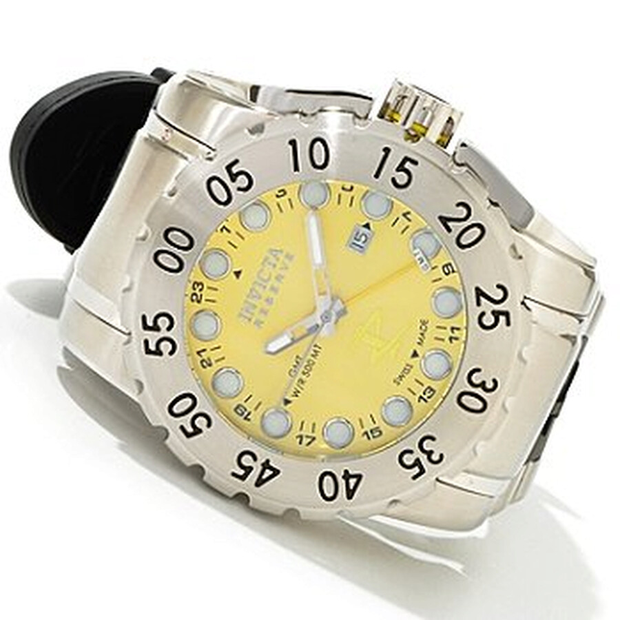 Invicta Leviathan Swiss Quartz GMT Watch with Yellow Dial 6648 ...