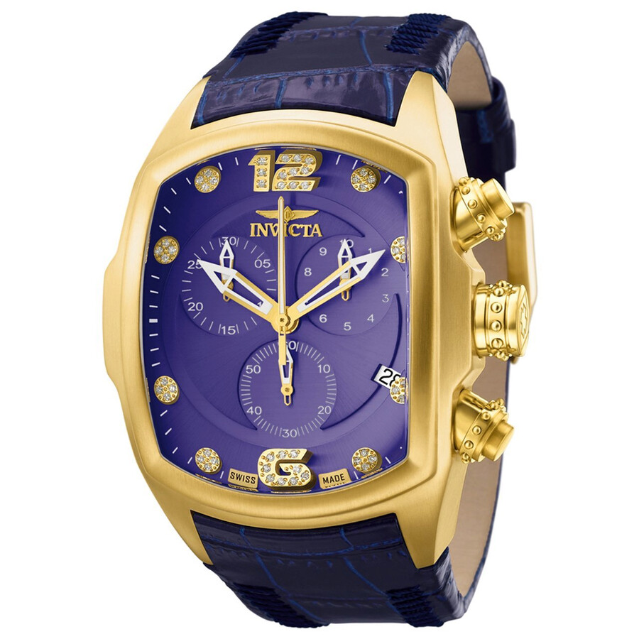 Invicta Lupah Collection Chronograph Blue Leather Men's Watch 6741 ...