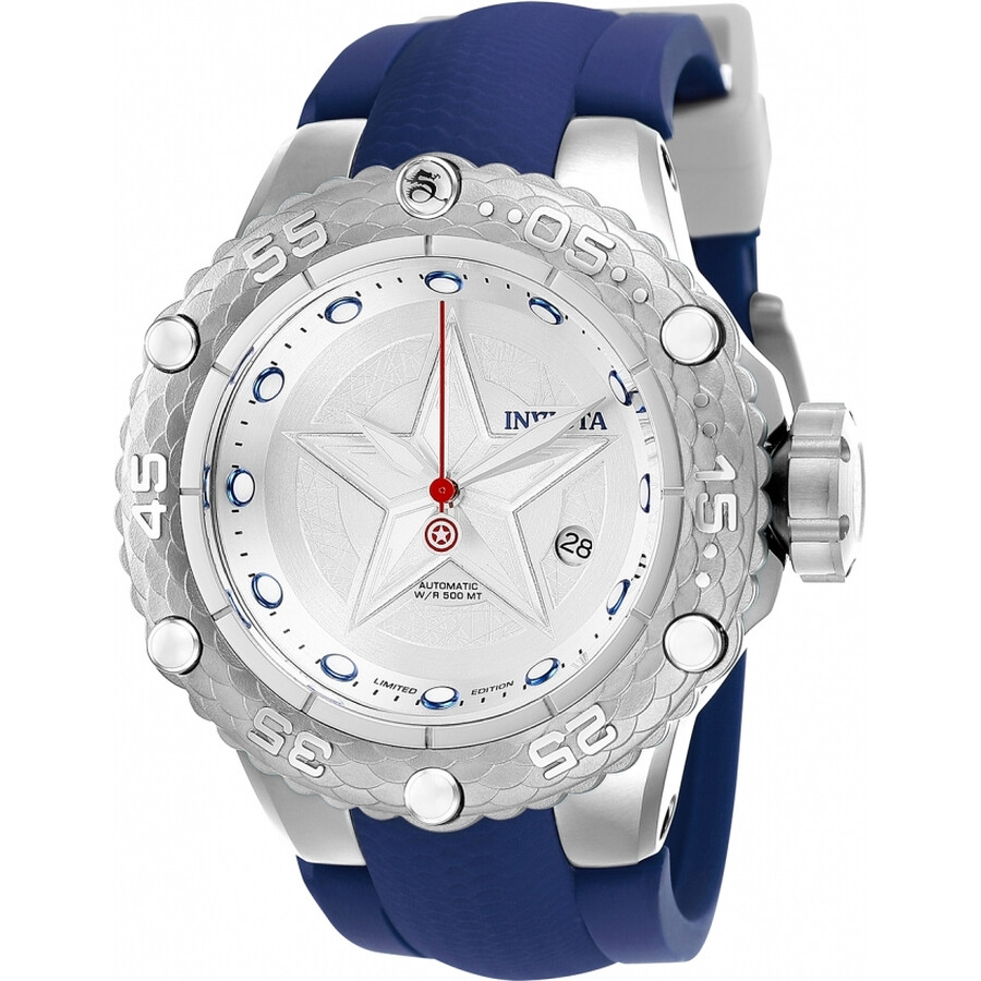 Invicta Marvel Captain America Automatic Silver Dial Men's Watch 26000 ...