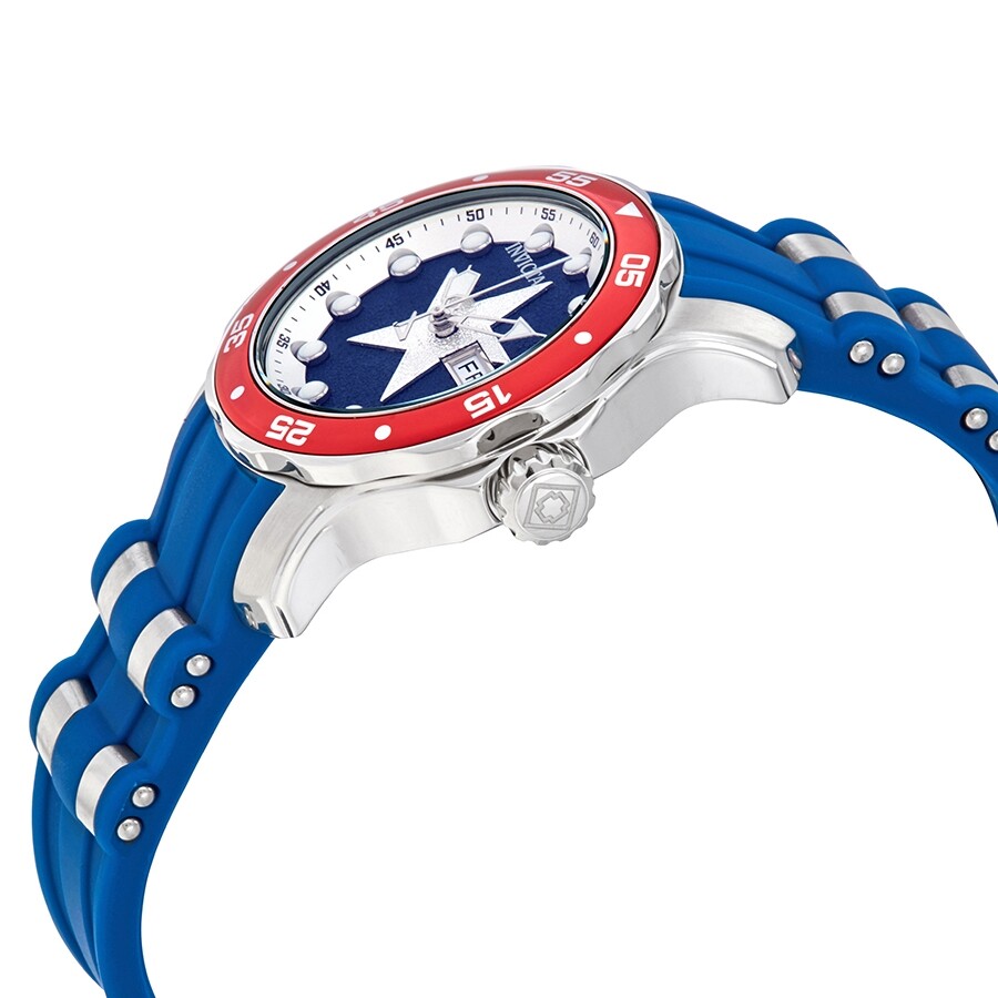 Invicta Marvel Captain America Blue Dial Blue Silicone Ladies Watch ...