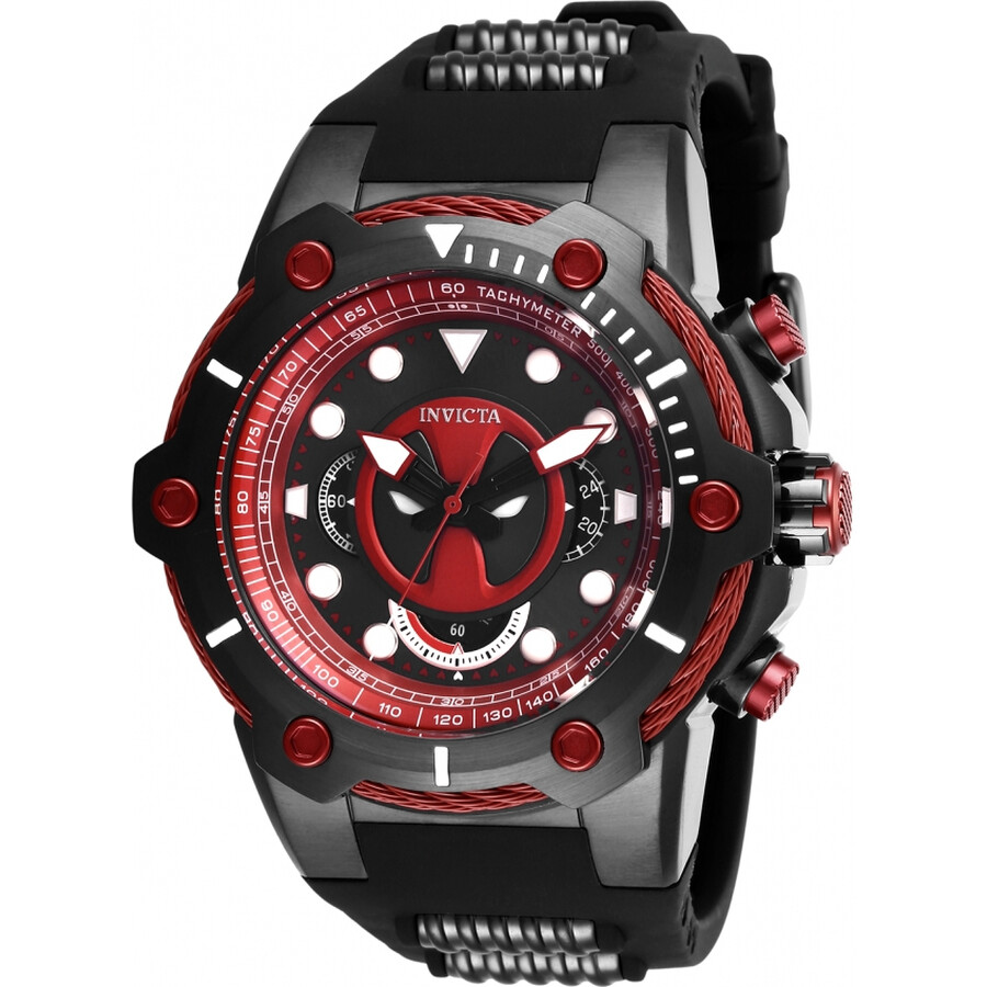 Invicta Marvel Deadpool Chronograph Crystal Black Dial Men's Watch ...