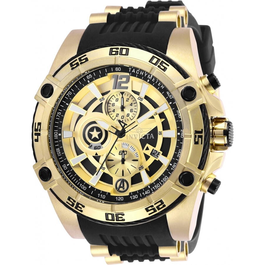 Invicta Marvel Captain America Chronograph Gold Dial Men's Watch 26781 ...