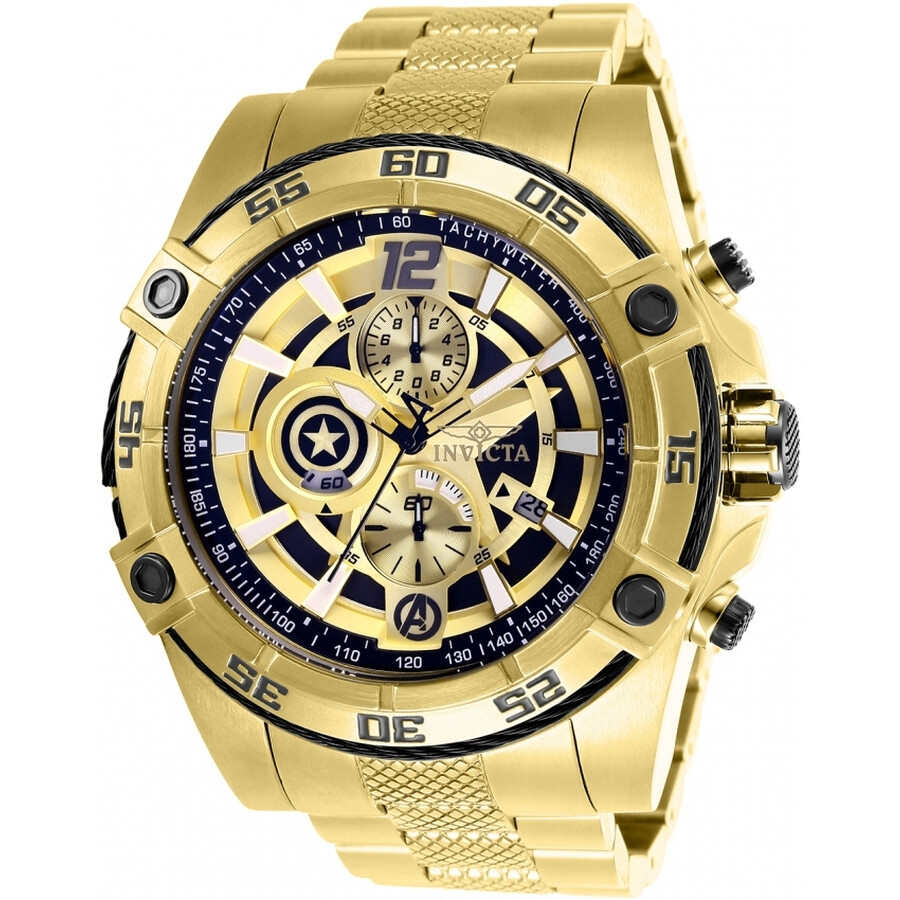 Invicta Marvel Captain America Chronograph Gold Dial Men's Watch 26794 ...