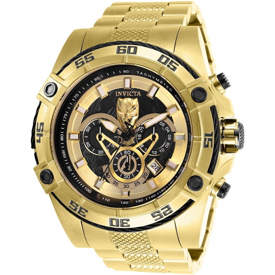 Invicta Marvel Black Panther Chronograph Gold Dial Men's Watch 26805 ...