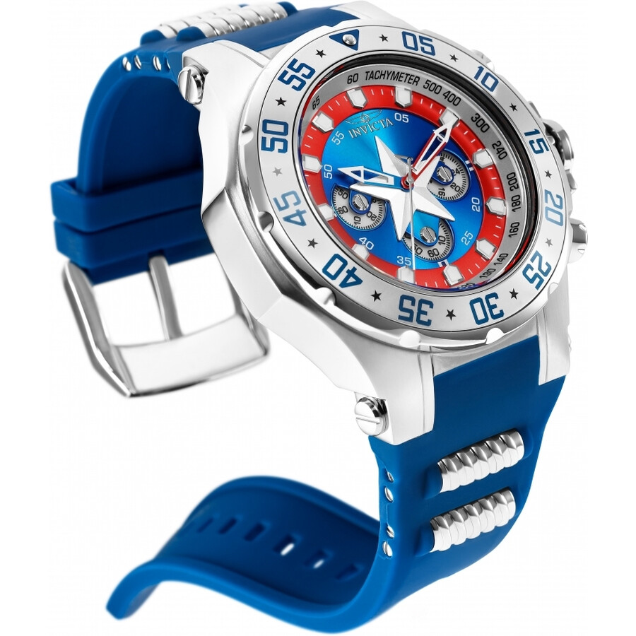 Invicta Marvel Captain America Chronograph Red and Blue Dial Men's ...