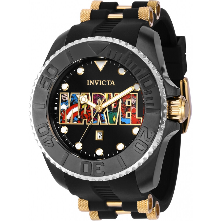 Invicta Marvel Marvel Logo Quartz Black Dial Men's Watch 36415 ...