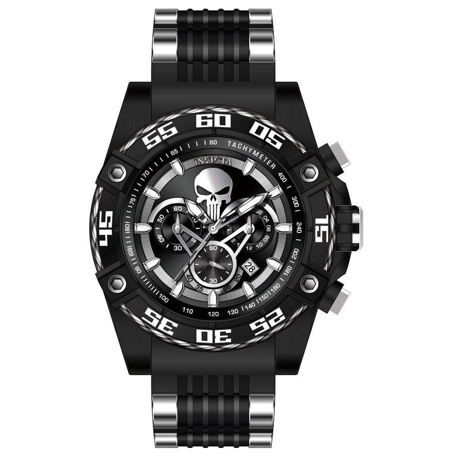 Invicta Marvel Punisher Chronograph Black and Silver Dial Quartz Men's ...