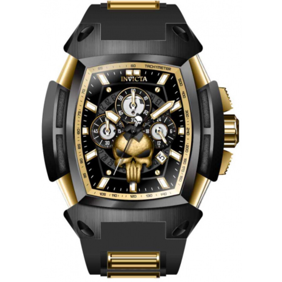 Invicta Marvel Punisher Chronograph Quartz Black Dial Men's Watch 37832 ...