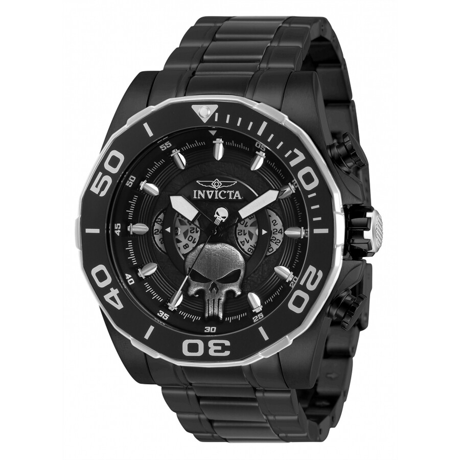 Invicta Marvel Punisher World Time Quartz Black Dial Men's Watch 33311 ...