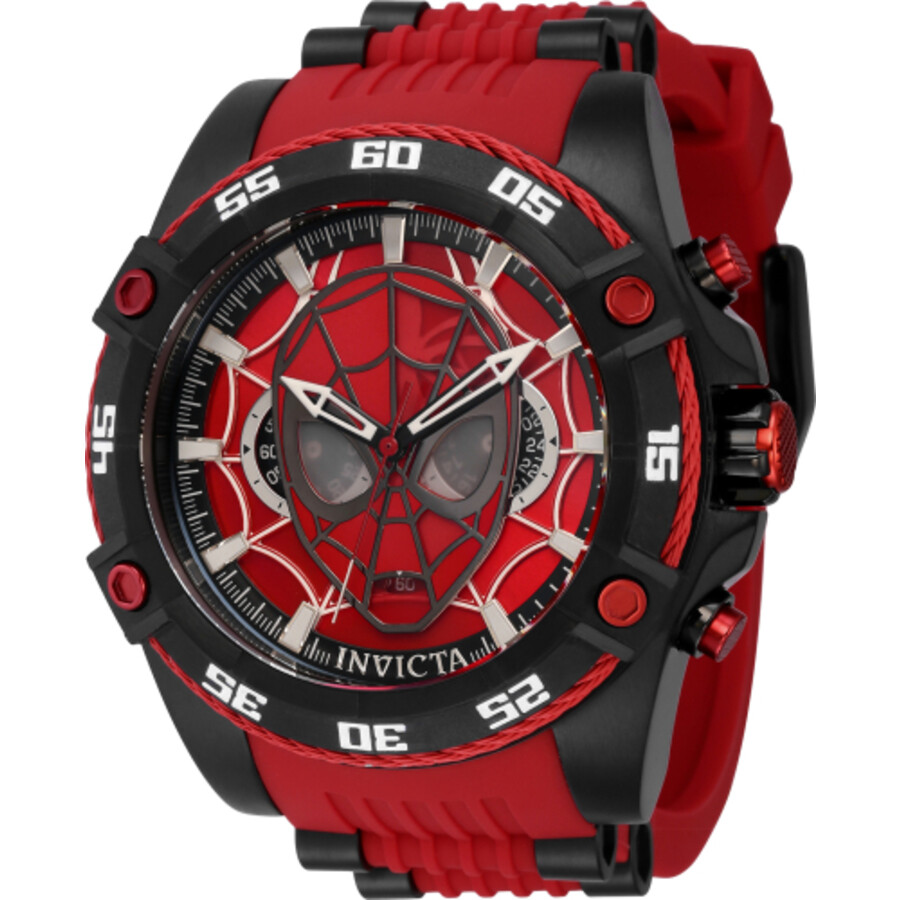 Invicta Marvel Spiderman Chronograph GMT Quartz Red Dial Men's Watch ...