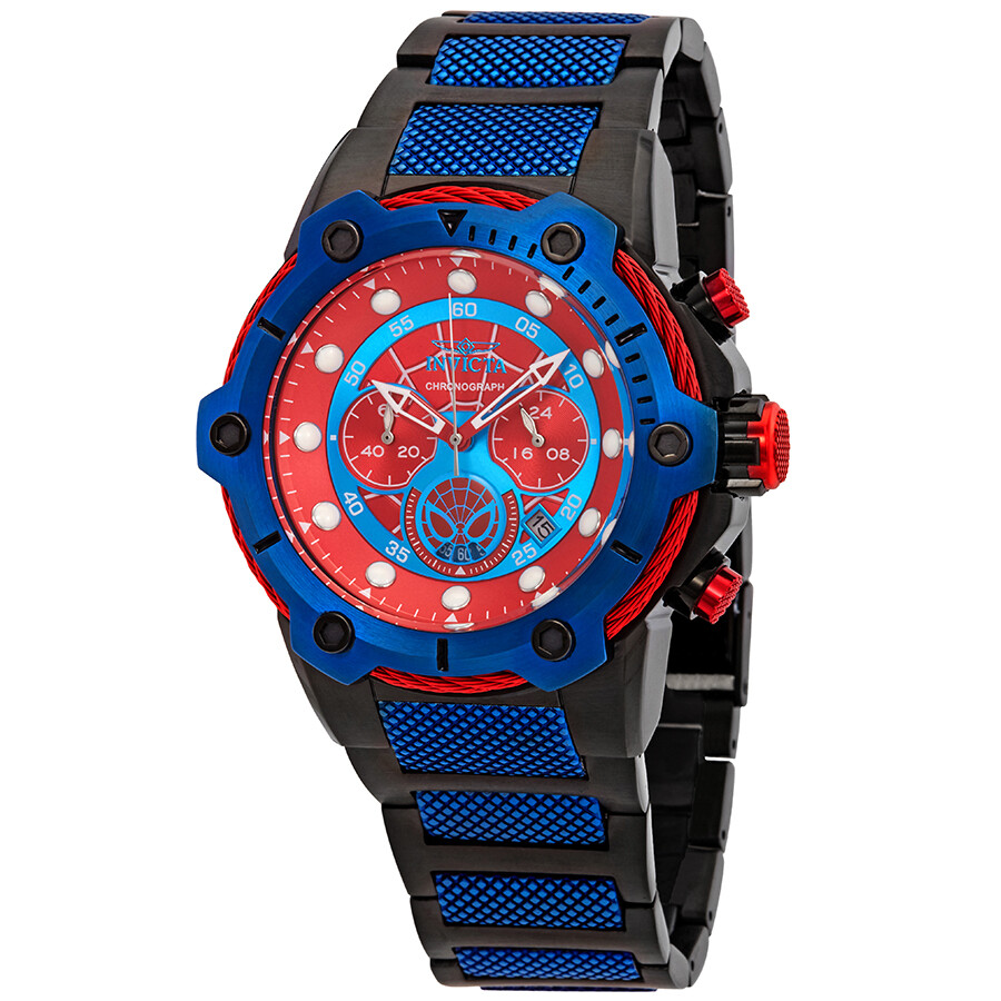 Invicta Marvel Spiderman Chronograph Red Dial Two-tone Men's Watch ...