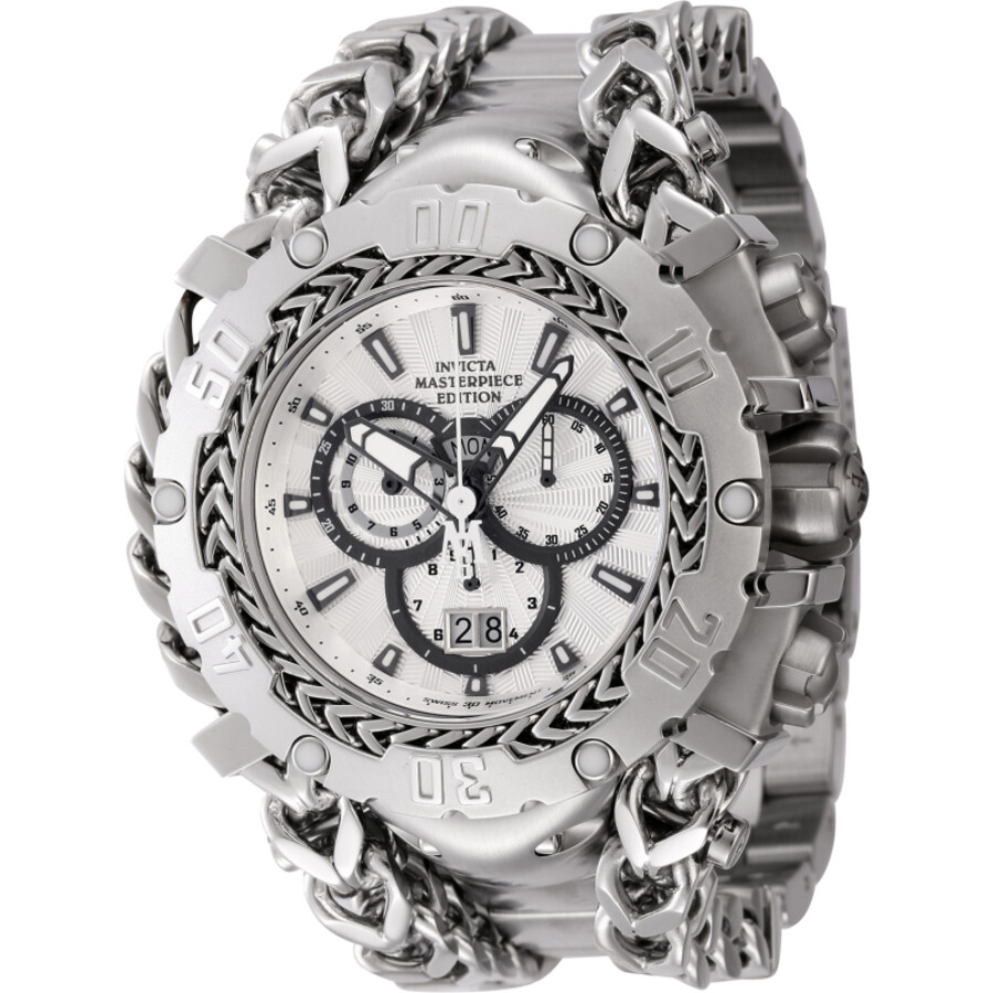Invicta Masterpiece Chronograph Date Day Quartz Silver Dial Men's Watch ...