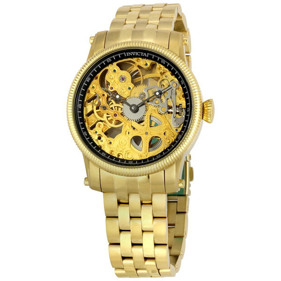 Invicta Men's Vintage Style Mechanical Gold-tone Stainless Steel Watch ...