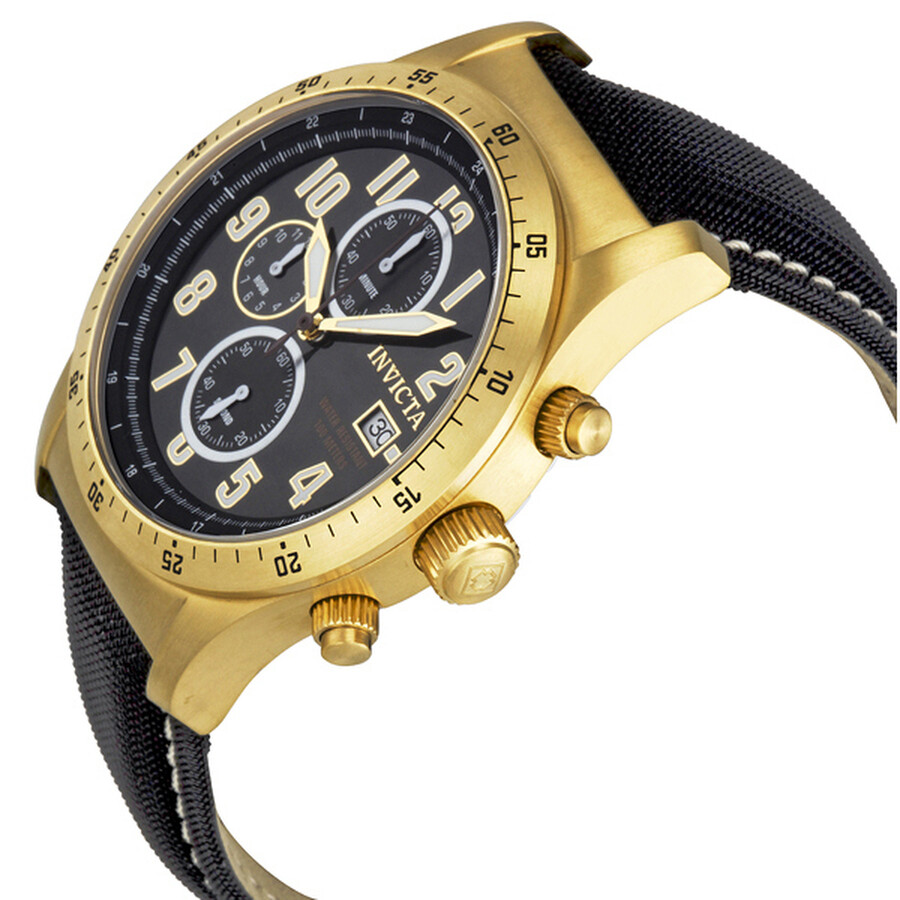 Invicta Military Chronograph Gold-tone Black Dial Men's Watch 1318 ...