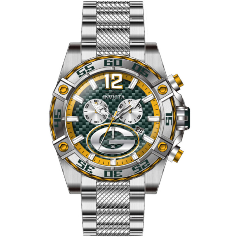 Invicta Nfl Green Bay Packers Chronograph GMT Quartz Green Dial Men's ...