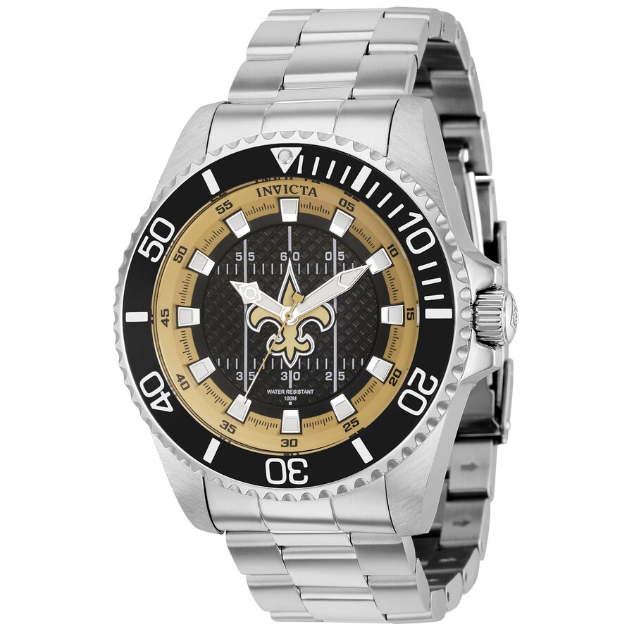 Invicta NFL New Orleans Saints Quartz Black Dial Men's Watch 36941 ...