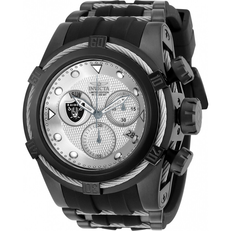 Invicta NFL Oakland Raiders Chronograph Quartz Silver Dial Men's Watch ...