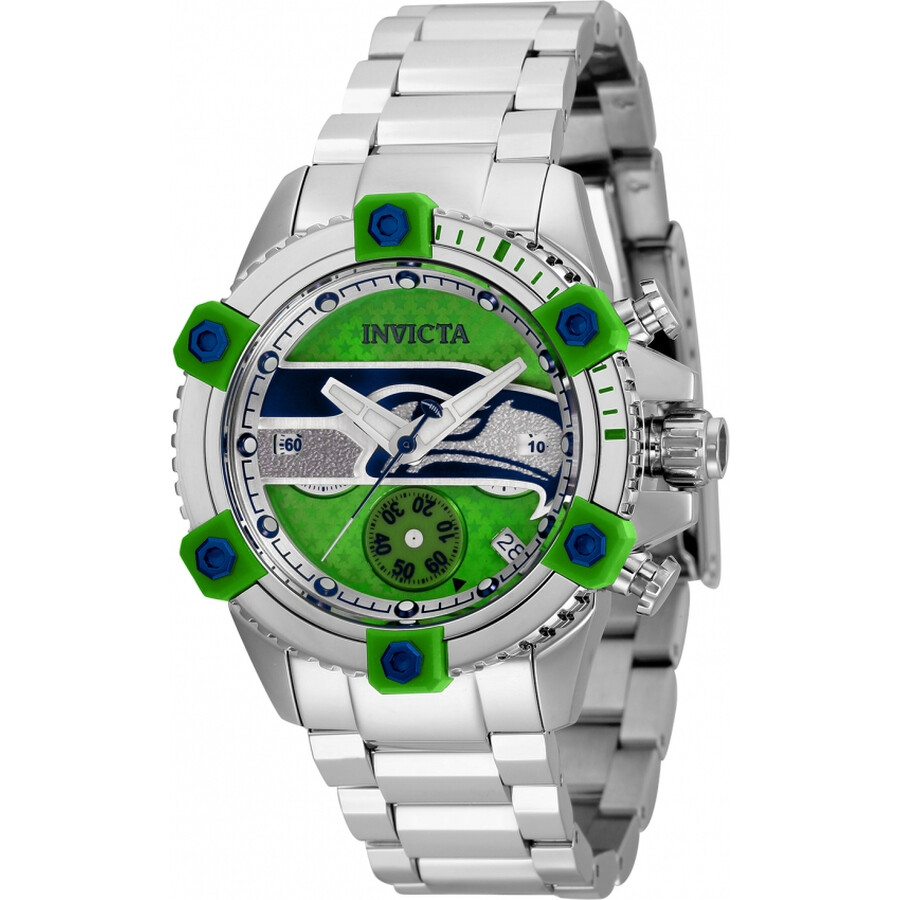 Invicta NFL Seattle Seahawks Chronograph GMT Quartz Green Dial Ladies ...